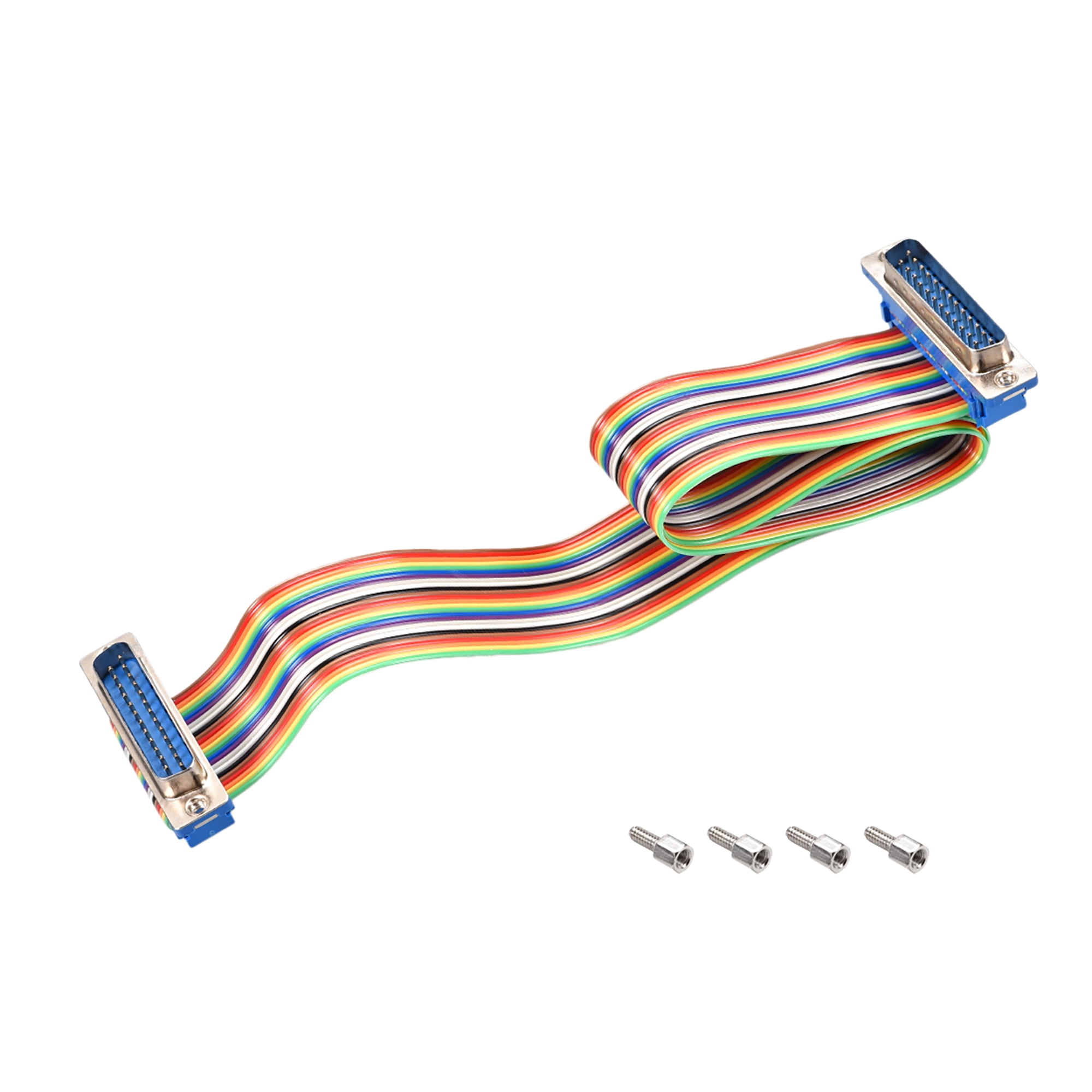 Uxcell DB25 Male to DB25 Male IDC Rainbow Wire Flat Ribbon Cable Connector Ribbon Multicolor ...