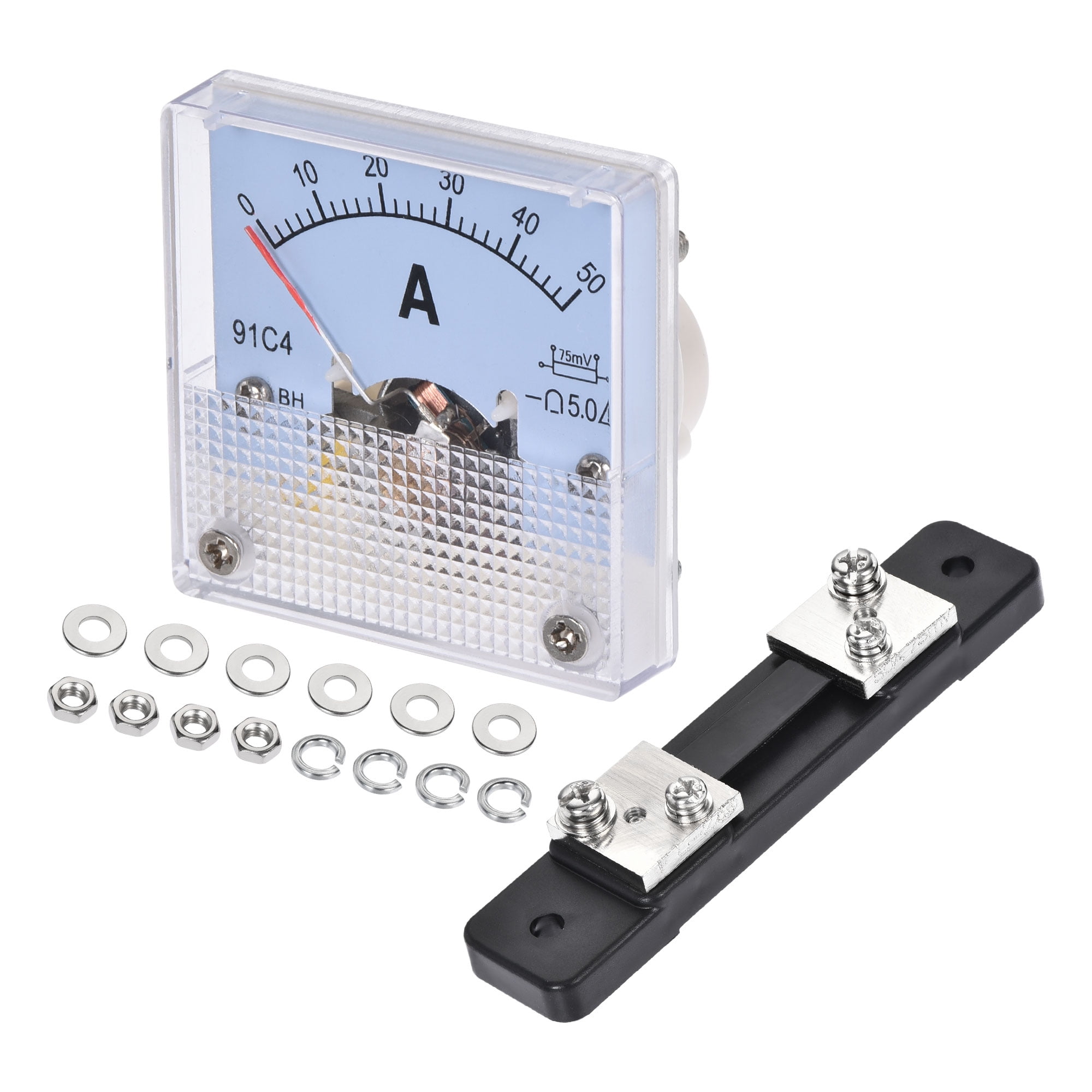 Uxcell DC 0-50A 91C4 Analog Current Panel Meter with 75mV Shunt ...