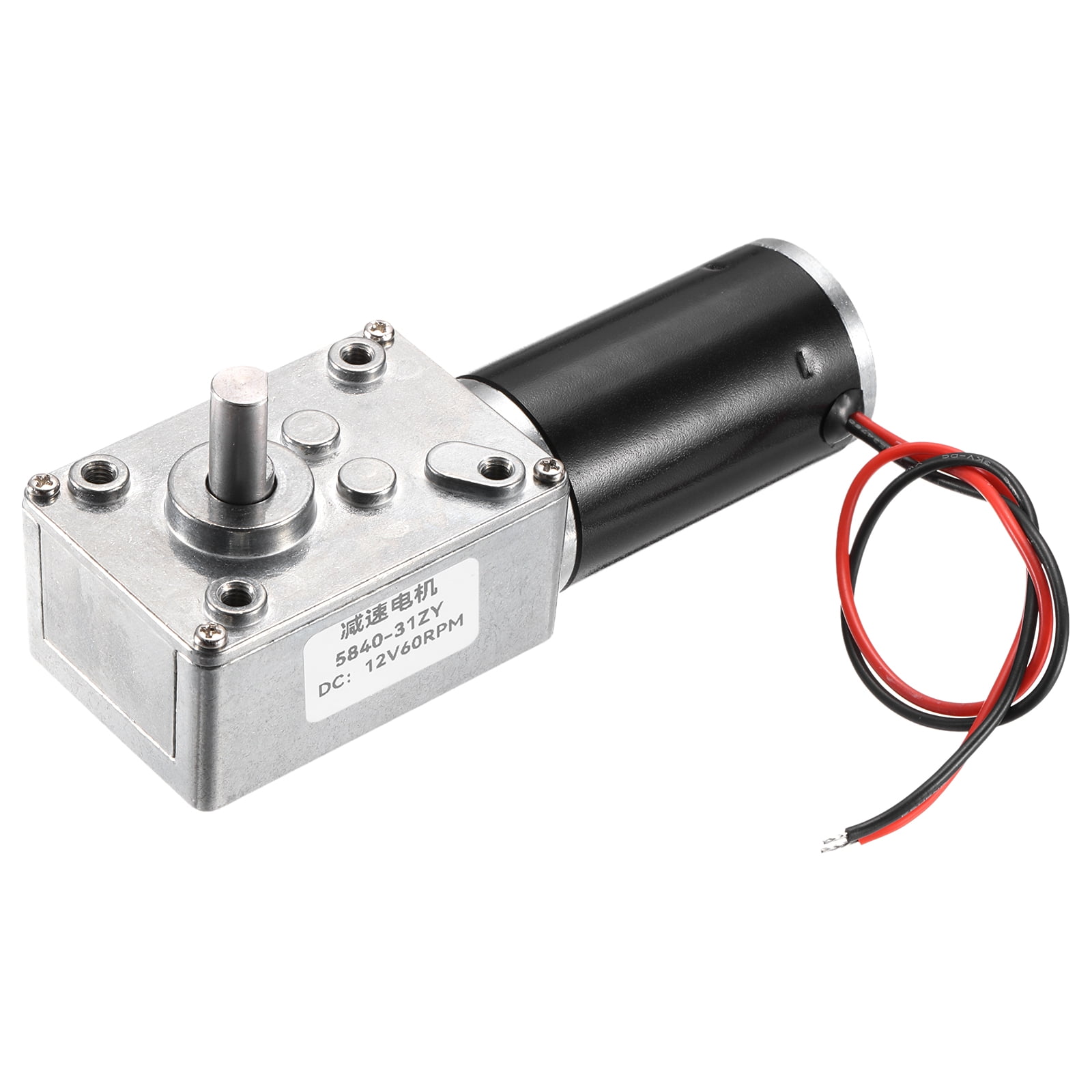 Uxcell DC 12V 2 RPM Worm Geared Motor 6mm D Shape Shaft High Torque ...