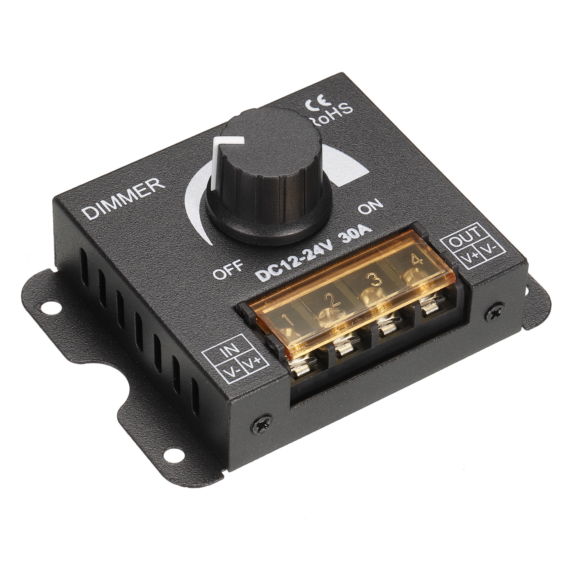 Uxcell DC 12V 24V 30A PWM Dimming Controller Knob ON/OFF Switch for LED ...