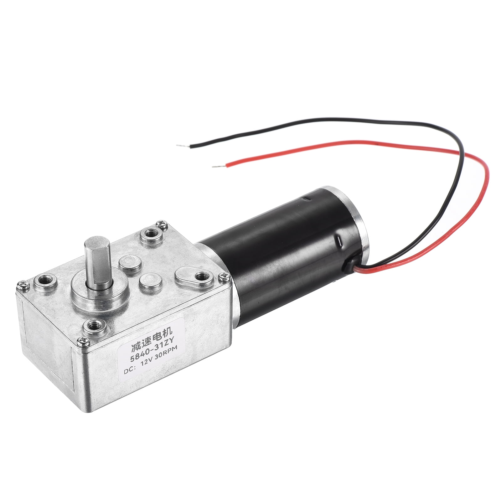 Uxcell DC 12V 30RPM Worm Geared Motor 8mm D Shaft Reduction Electric ...