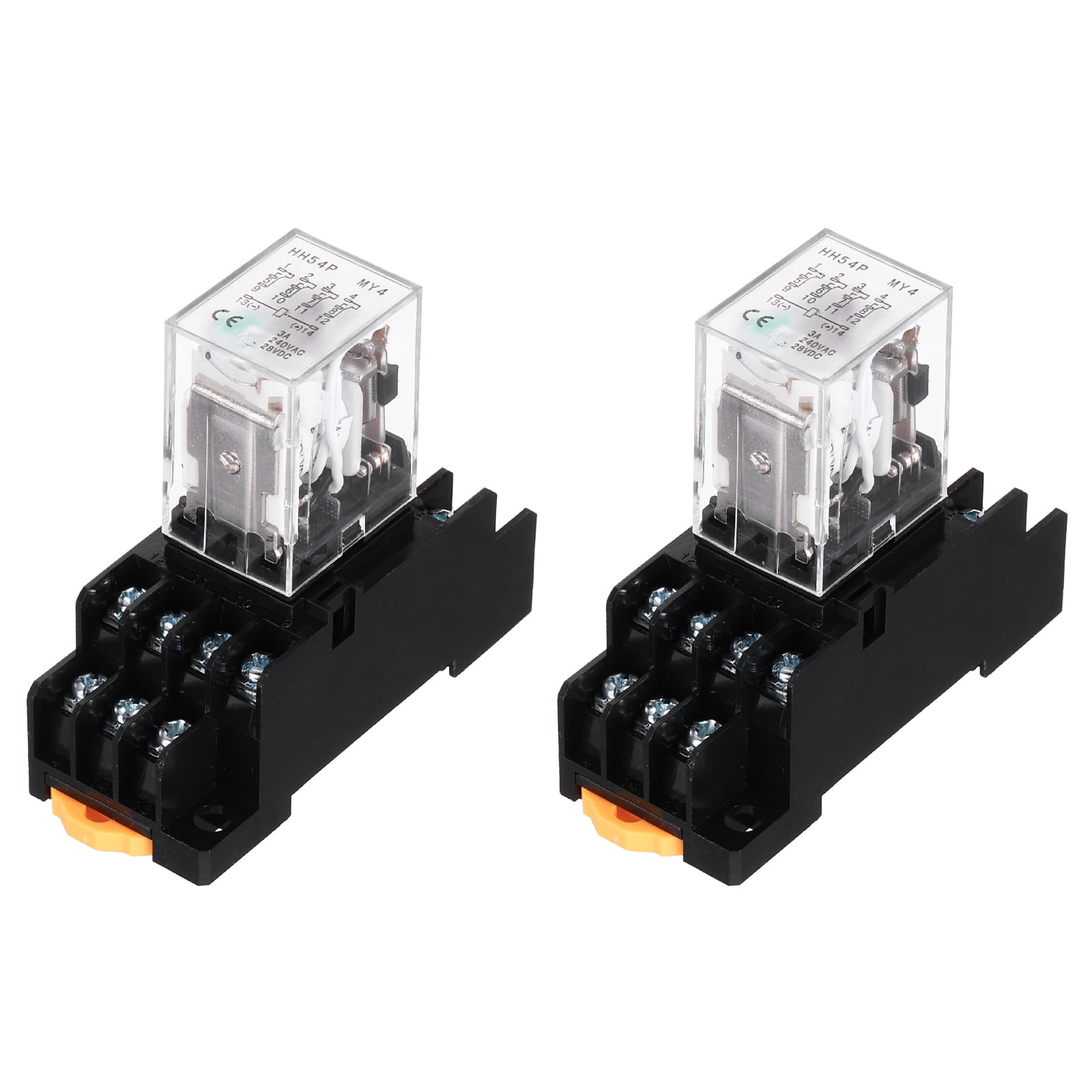 2Pcs DC 24V Electromagnetic Power Relay, 14-Pin 3A Power Coil Relay with LED Indicator and ...