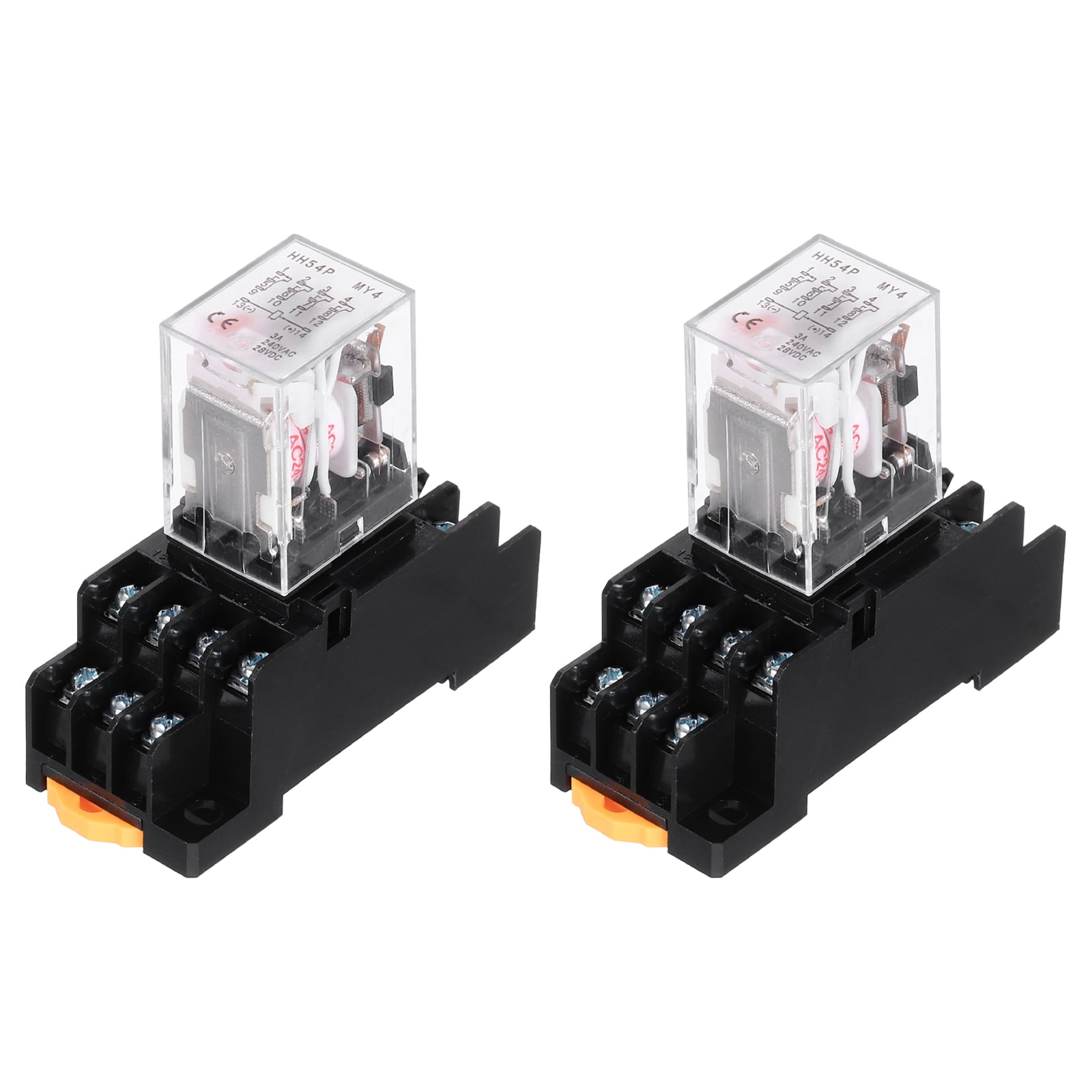 2Pcs AC 24V Electromagnetic Power Relay, 14-Pin 3A Power Coil Relay with LED Indicator and ...