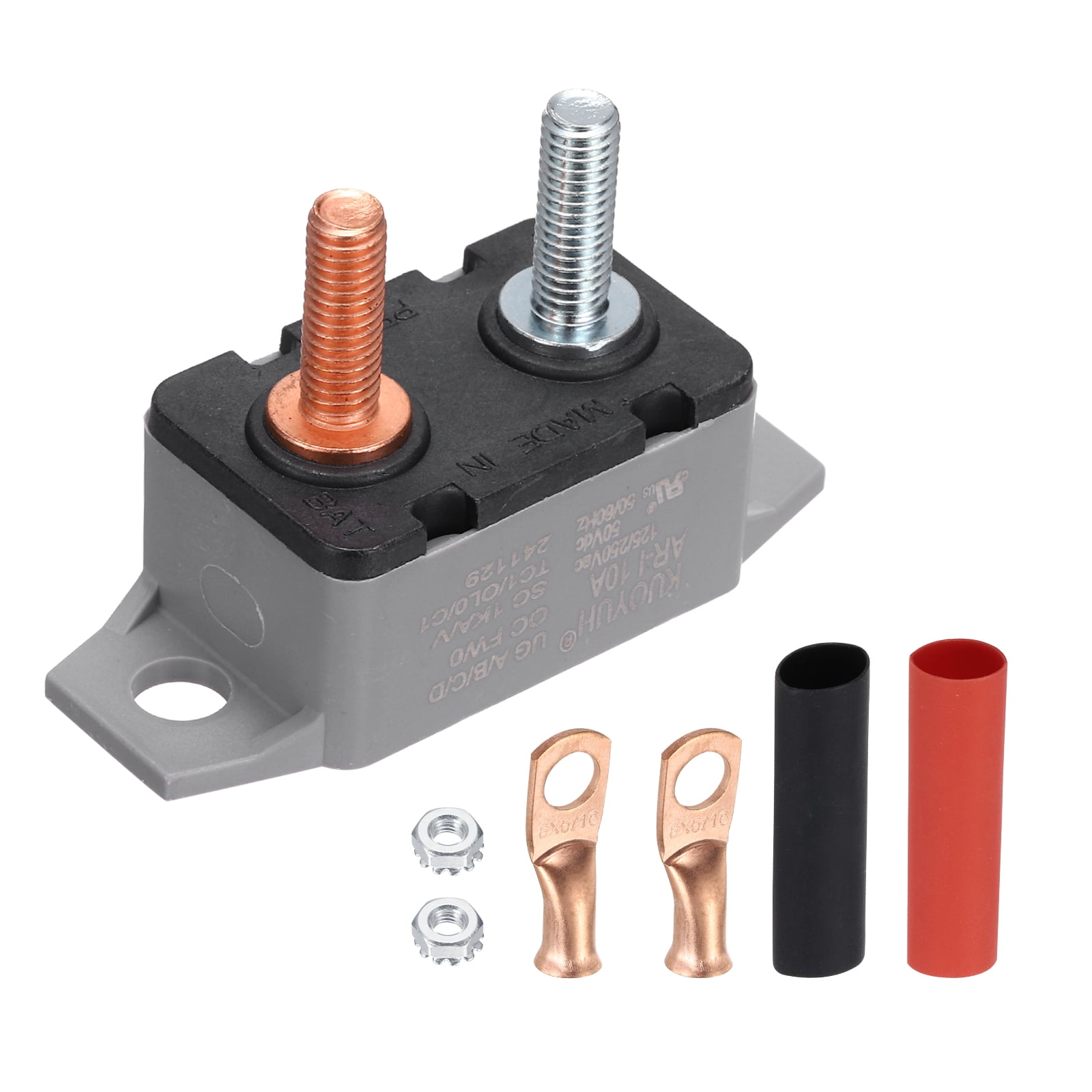 Uxcell DC 50V AC 125/250V 10A Circuit Breaker, Auto Reset Stud Bolt ...