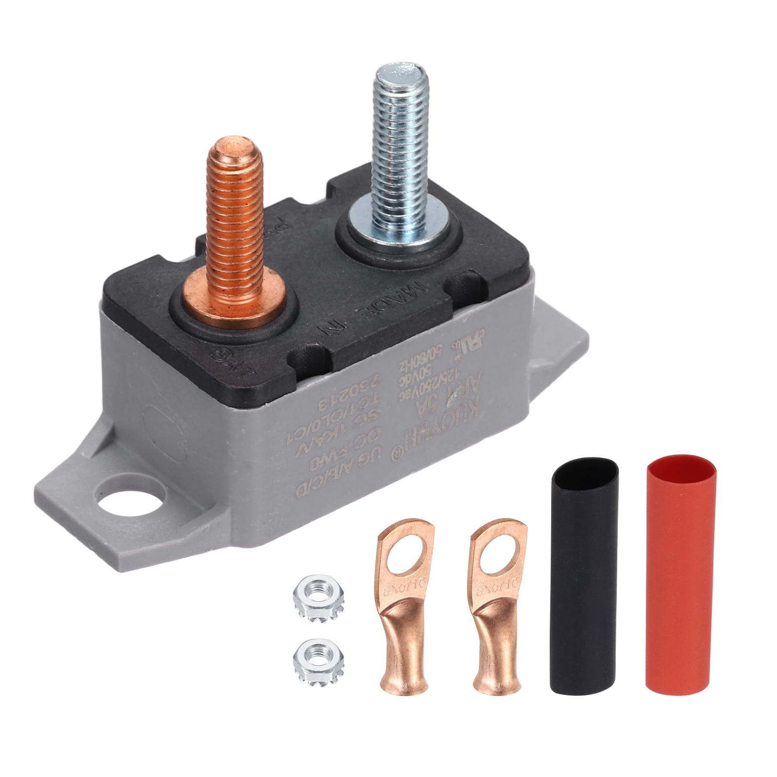 Uxcell DC 50V AC 125/250V 5A Circuit Breaker, Auto Reset Stud Bolt Type ...