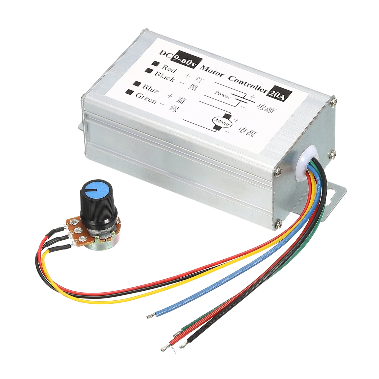 Uxcell DC 9V 12V 24V 36V 48V 60V 20A, DC Motor Speed Controller, Pulse ...