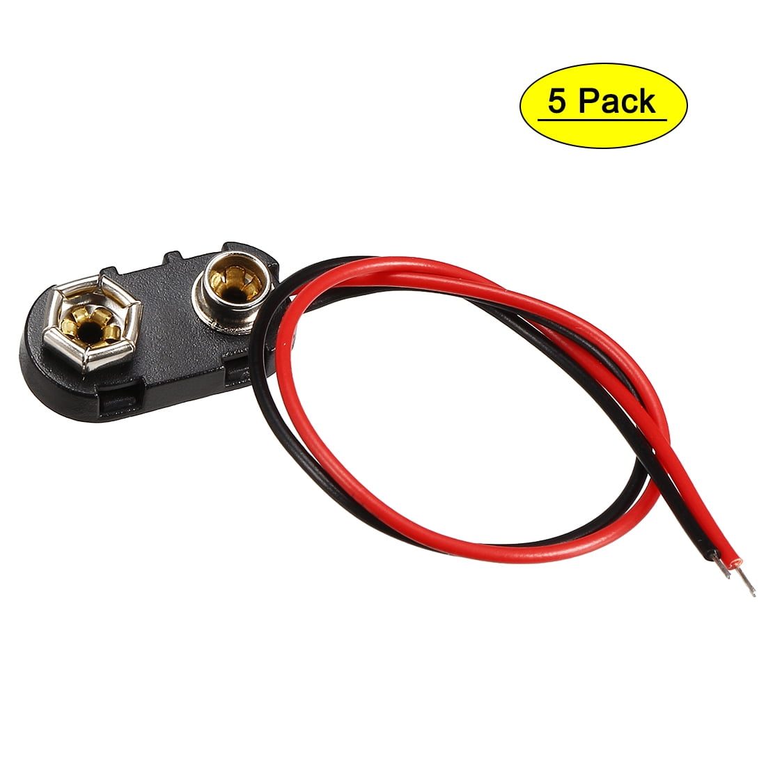 Uxcell DC 9V Battery Clip I-Type Connector 5.9" Long Wire 5 Pack ...