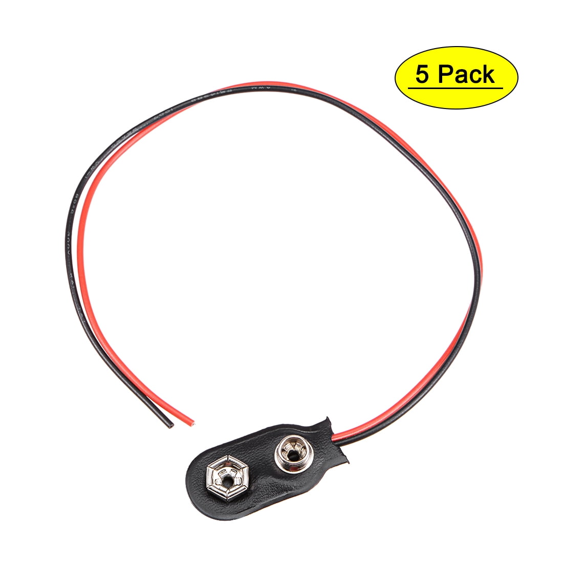 Uxcell DC 9V Battery Clip I-Type Connector 7.1" Long Wire 5 Pack ...
