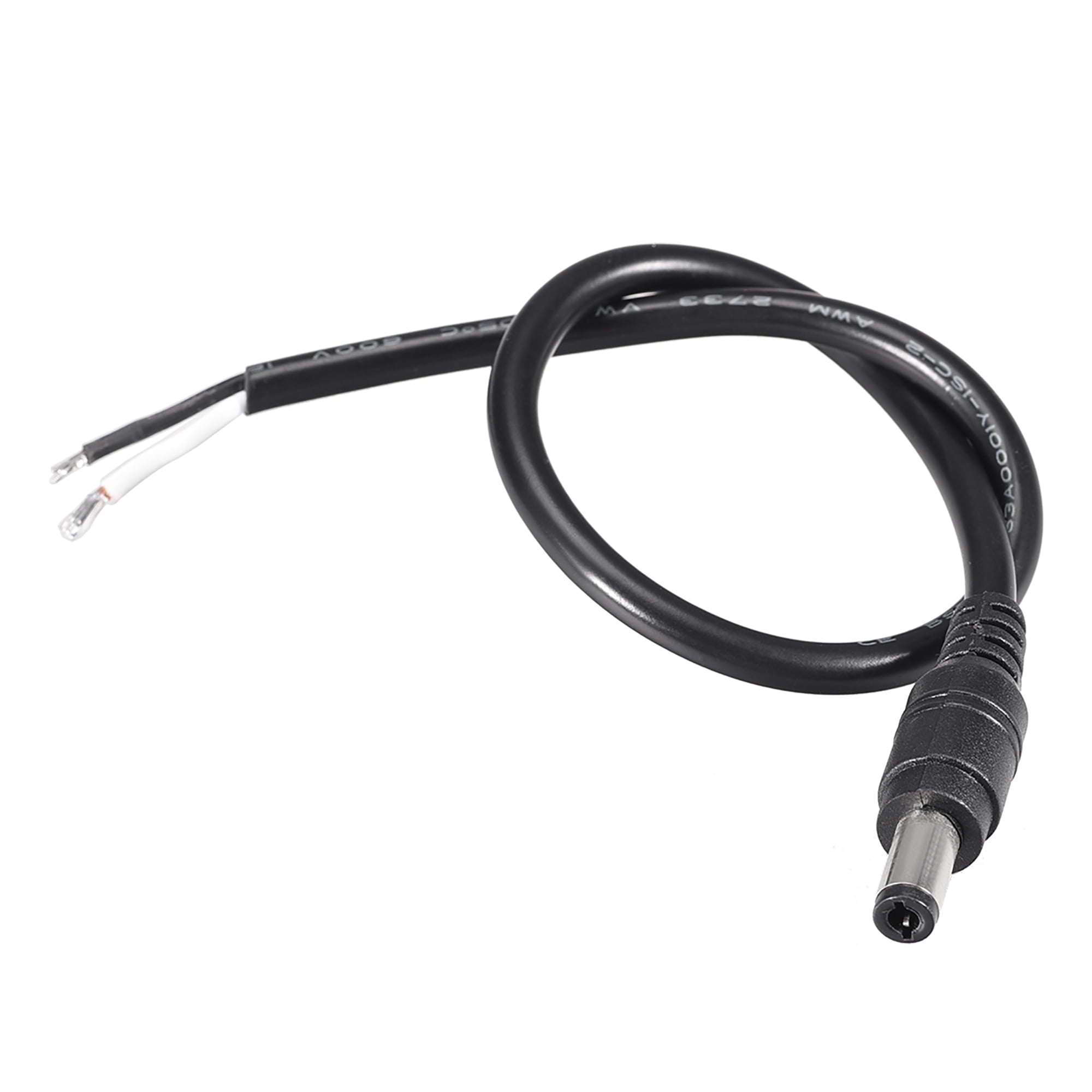 Uxcell DC Power 5.5mm x 2.5mm 10A 18AWG,Barrel Male Plug Connector Pigtail 11.81" Length Black ...
