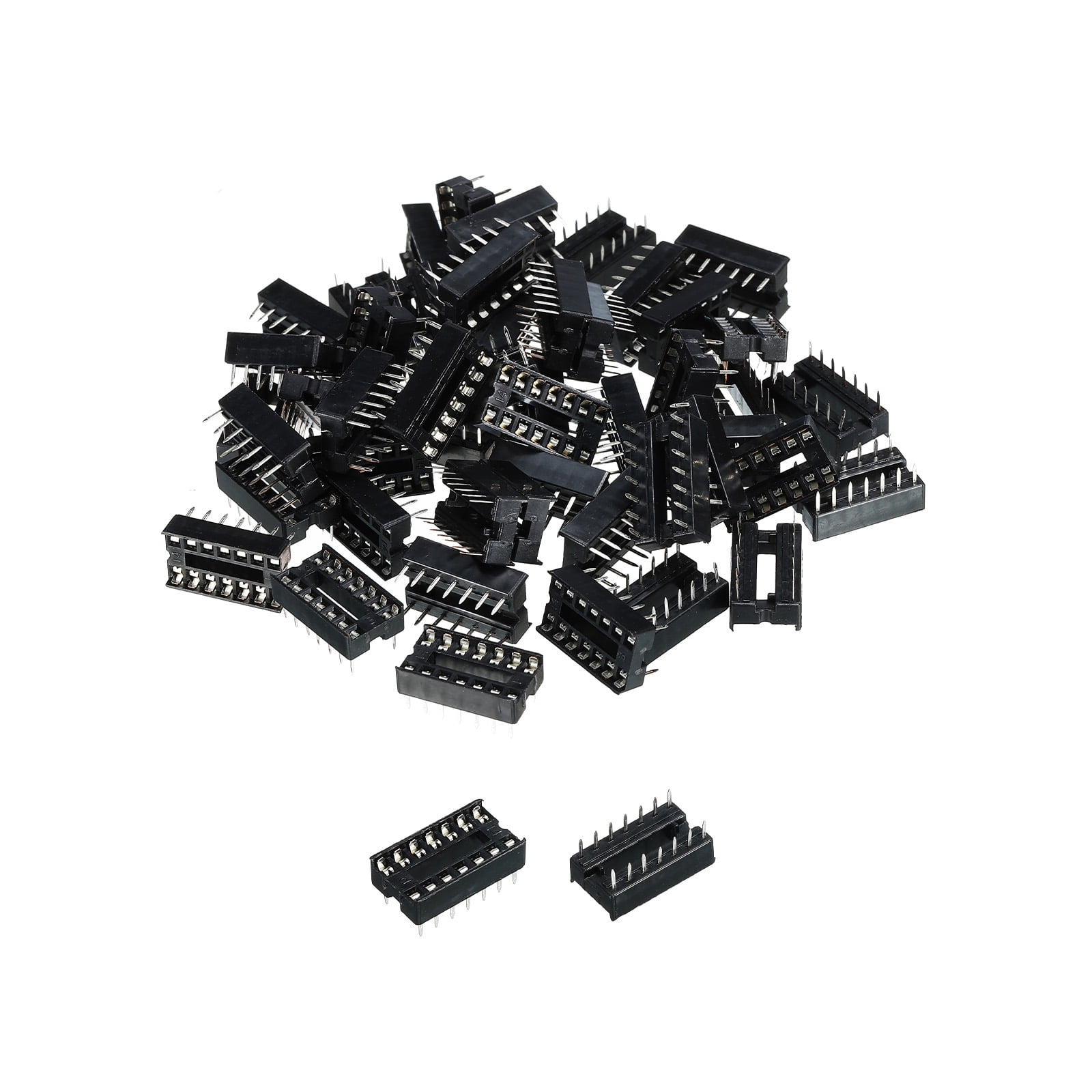 Uxcell DIP IC Chip Socket Adapter Flat Pin 14P 2.54mm Pitch IC Socket for PCB Board Chip, 30 ...