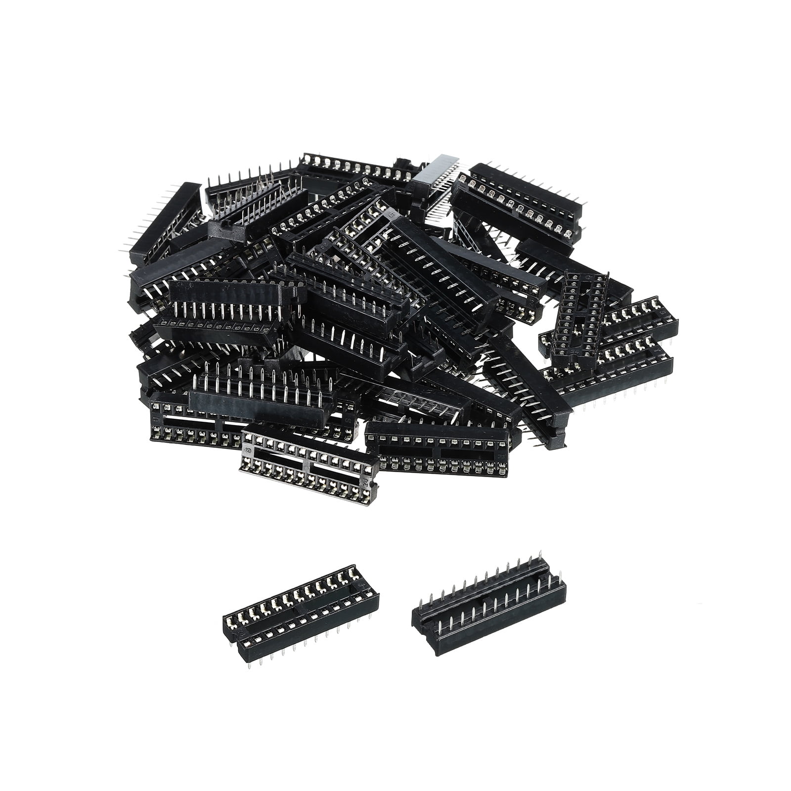 Uxcell DIP IC Chip Socket Adapter Flat Pin 24P 2.54mm Pitch IC Socket ...