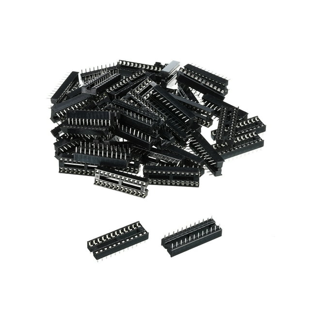 Uxcell DIP IC Chip Socket Adapter Flat Pin 24P 2.54mm Pitch IC Socket ...