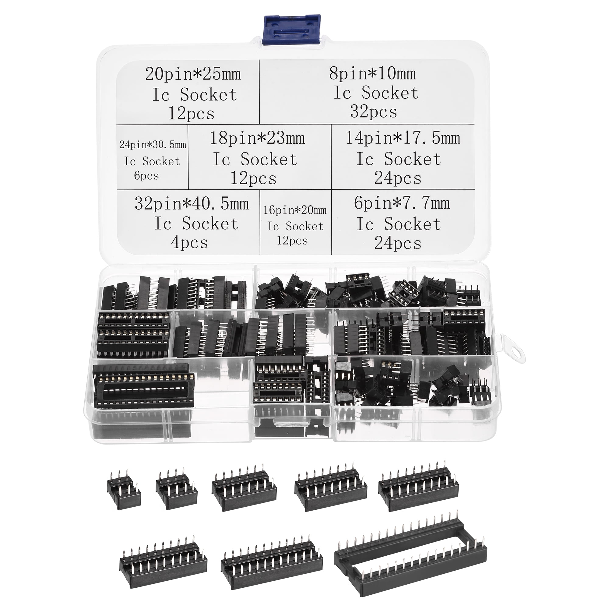 Uxcell DIP IC Chip Socket Adaptor 2.54mm Pitch Dual Row Flat Pins Chip ...