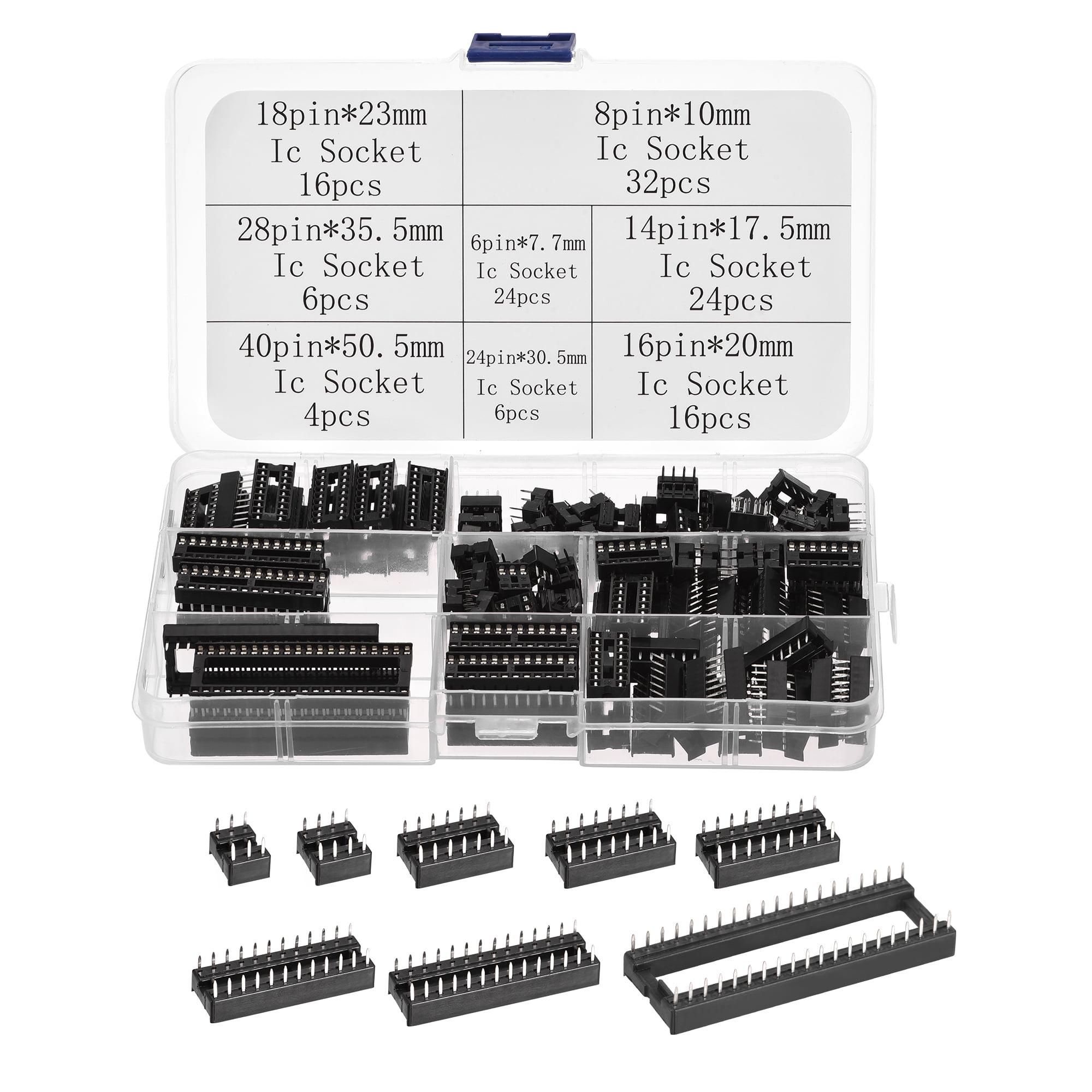 Uxcell DIP IC Chip Socket Adaptor 2.54mm Pitch Dual Row Flat Pins Chip ...