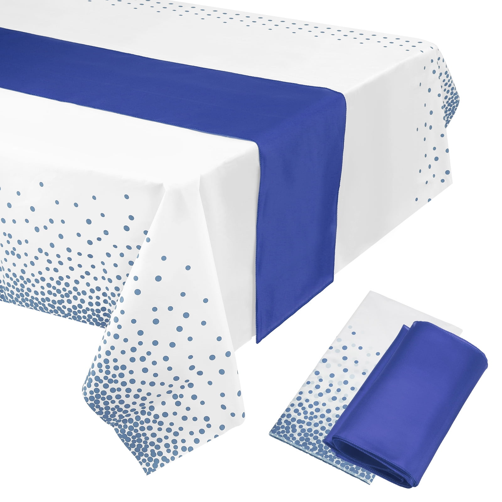 Uxcell Dark Blue Table Runner w White Disposable Plastic Tablecloths 54 ...