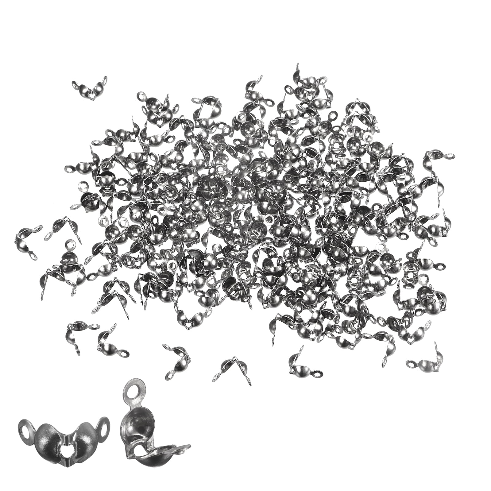 Uxcell Dark Grey 400 Pack Metal Open Bead Tips Knot Covers Calotte Ends ...