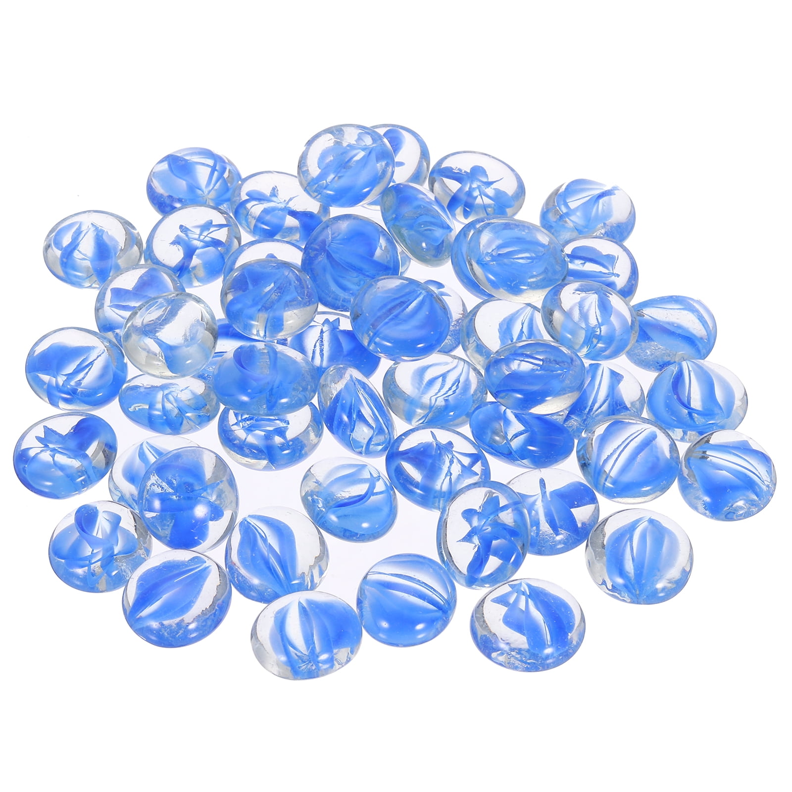 Uxcell Decorative Flat Glass Marbles 17-19mm Rock Vase Filler Petal Sky ...