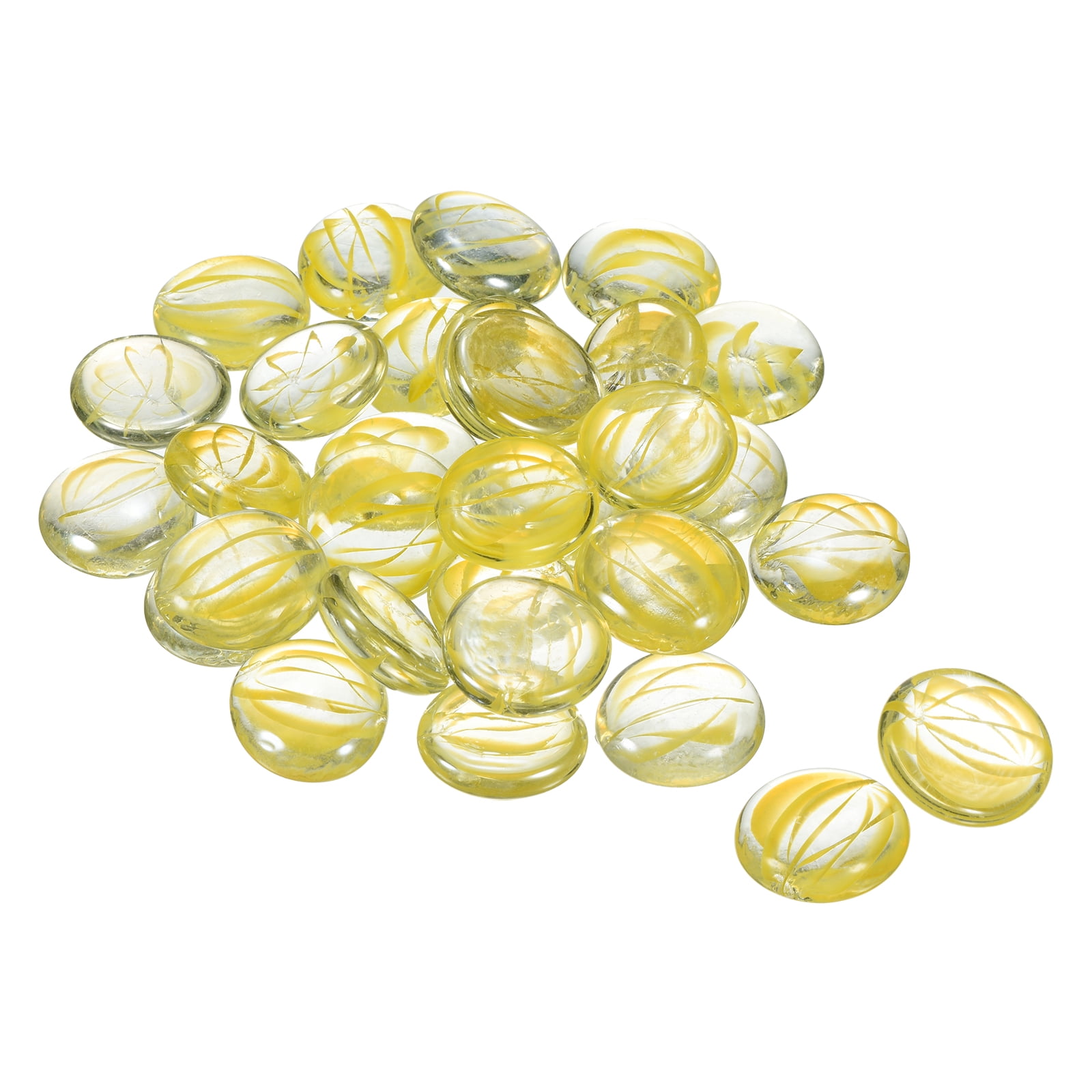 Unique Bargains Decorative Glass Marbles, Yellow Flat Vase Filler ...