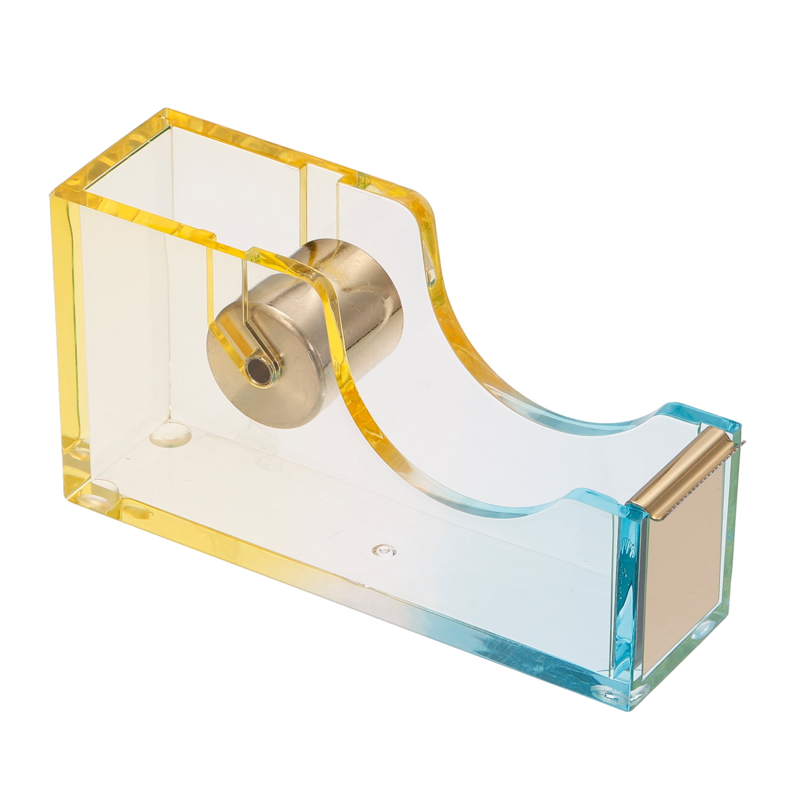Uxcell Desktop Tape Dispenser Acrylic Roll Tapes Cutter Yellow Blue ...