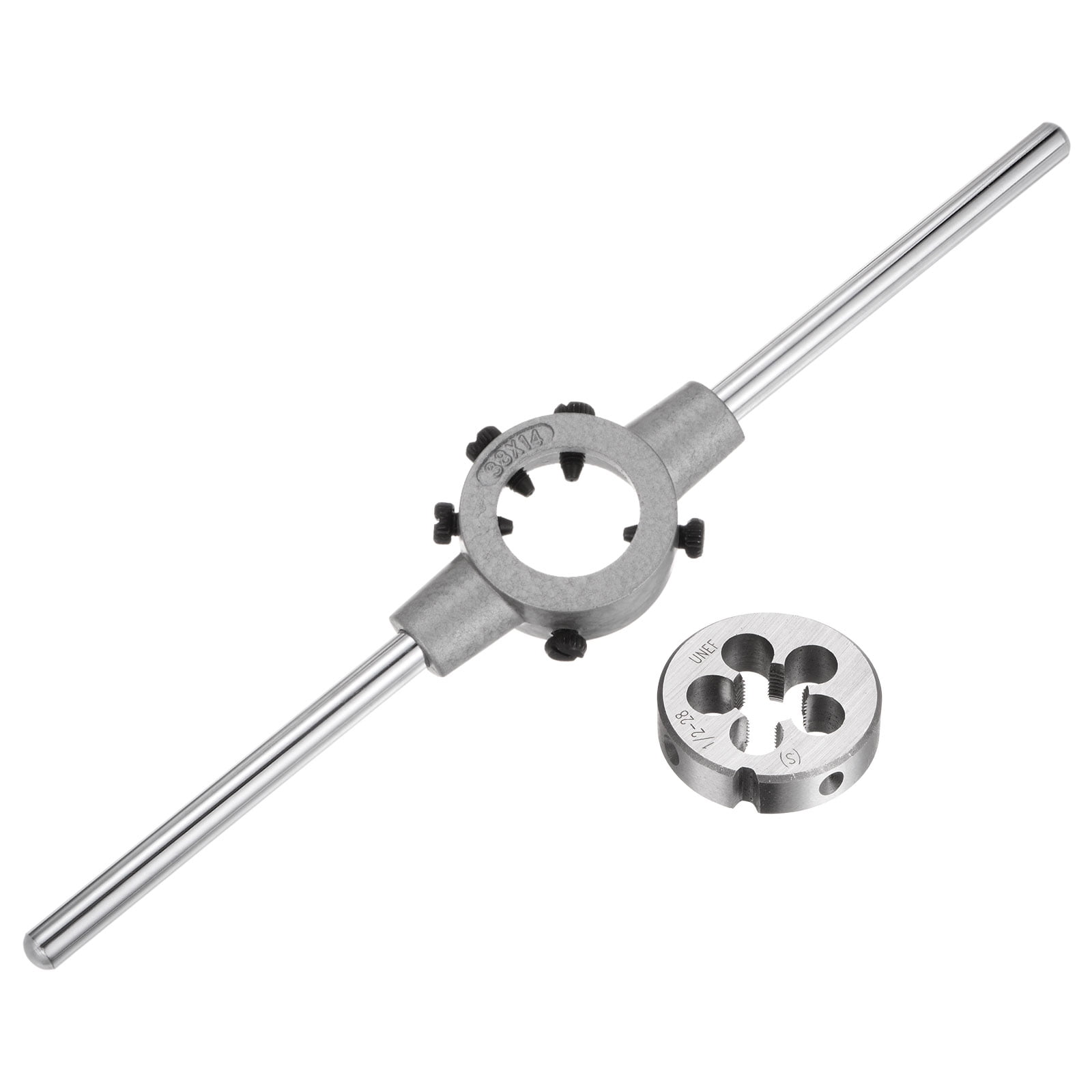 Uxcell Die Stock Handle Set, 1/2-28 UNEF Round Die and Wrench Fits 38mm ...