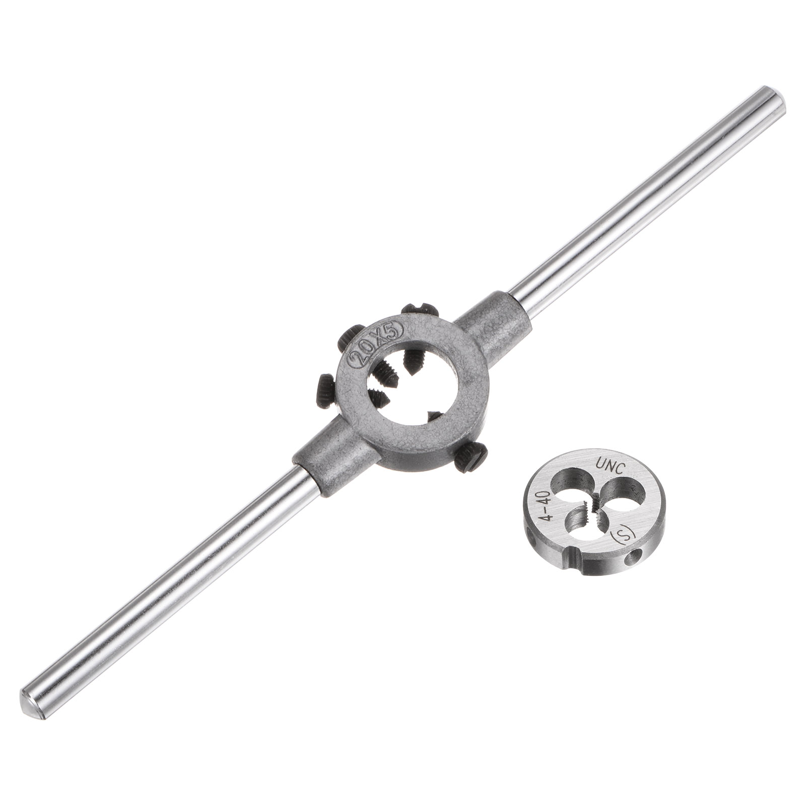 Uxcell Die Stock Handle Set, 4-40 UNC Round Die and Wrench Fits 20mm OD ...
