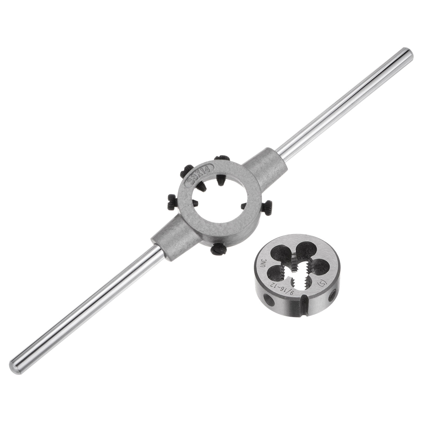 Uxcell Die Stock Handle Set, 9/16-12 UNC Round Die and Wrench Fits 38mm ...