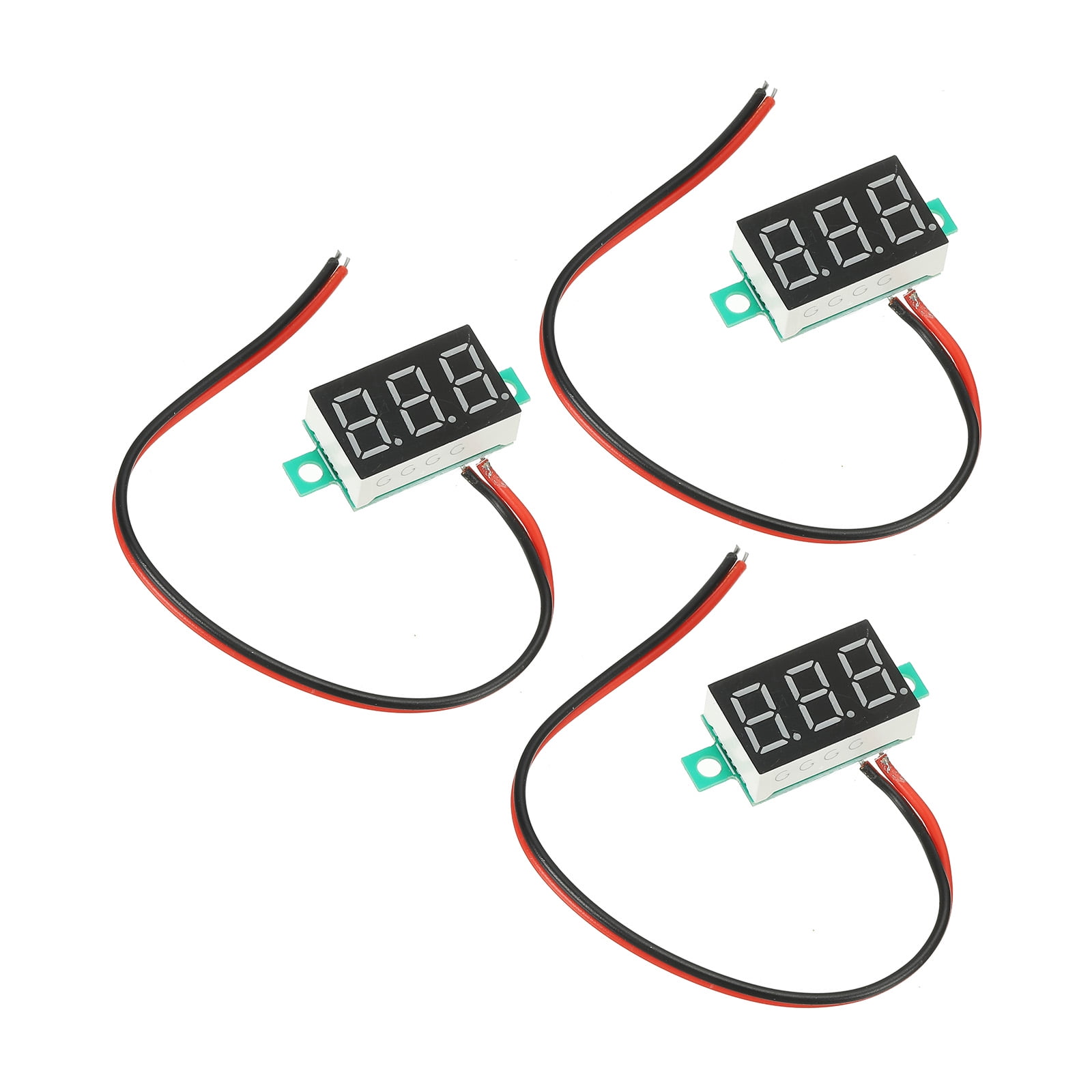 Uxcell Digital Voltage Meter 2-Wire DC4.5V-30V 0.36 Inch Red Green Blue ...