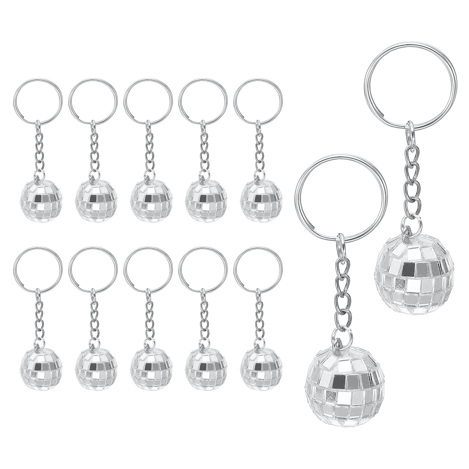 Uxcell Disco Ball Keychain, 12 Pcs 70s Disco Keyring 3cm Disco Ball ...