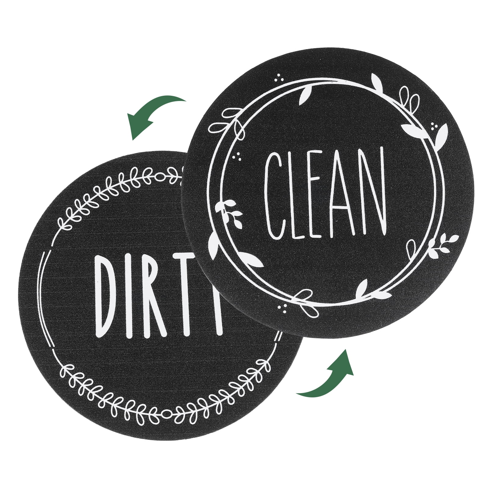 Uxcell Dishwasher Magnet Clean Dirty Sign Double-Sided Round Leaf Sign ...