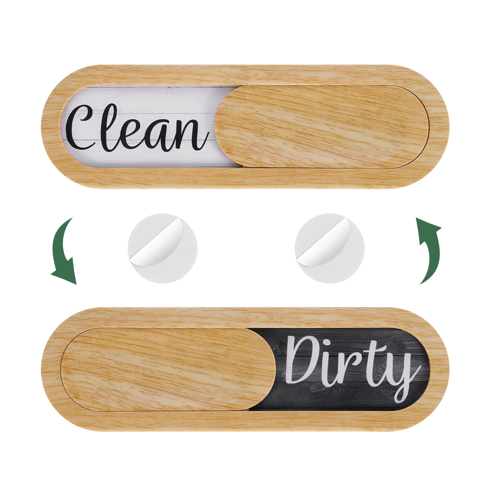 Uxcell Dishwasher Magnet Clean Dirty Sign Oval Wood Grain Sign for ...