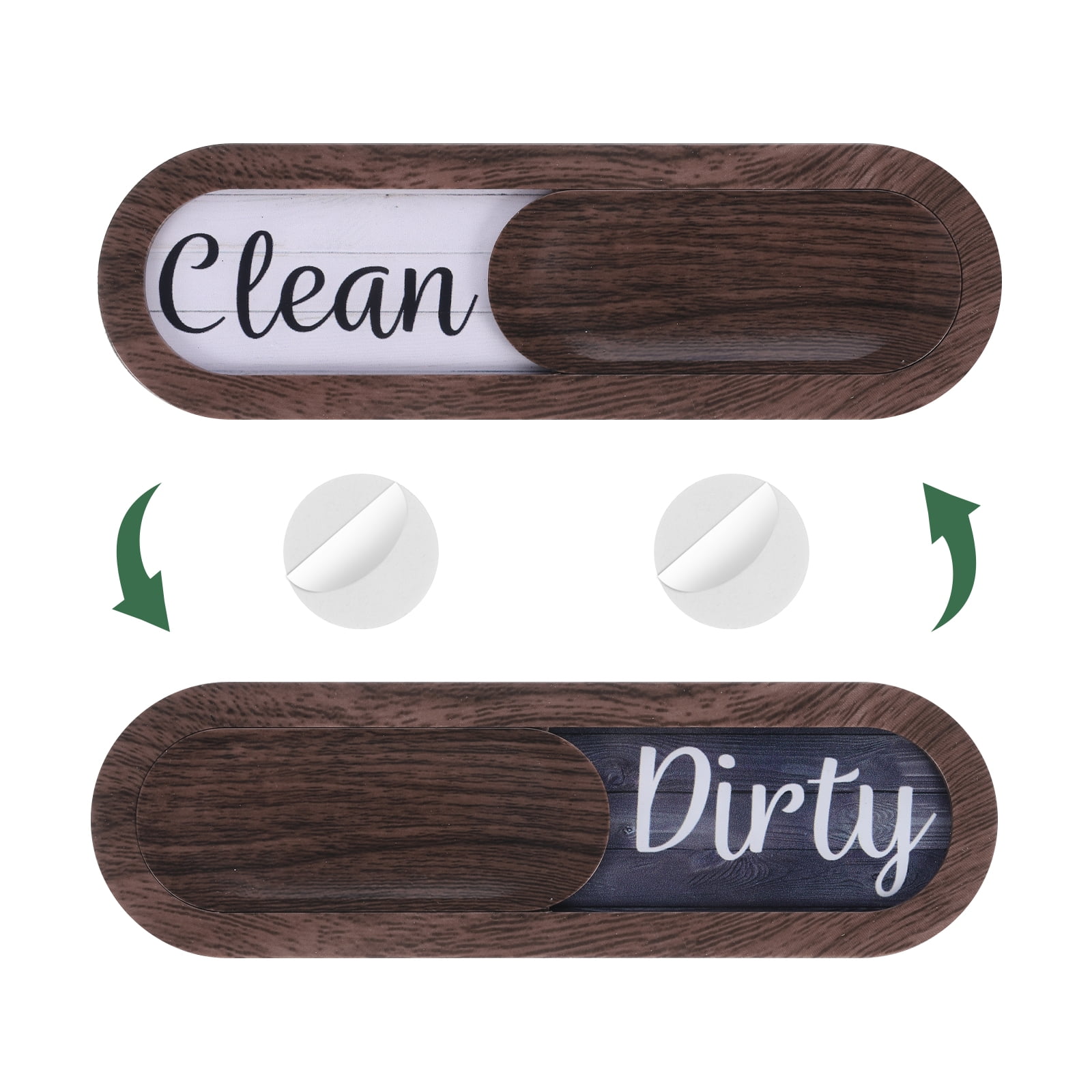 Uxcell Dishwasher Magnet Clean Dirty Sign Oval Wood Grain Sign for ...