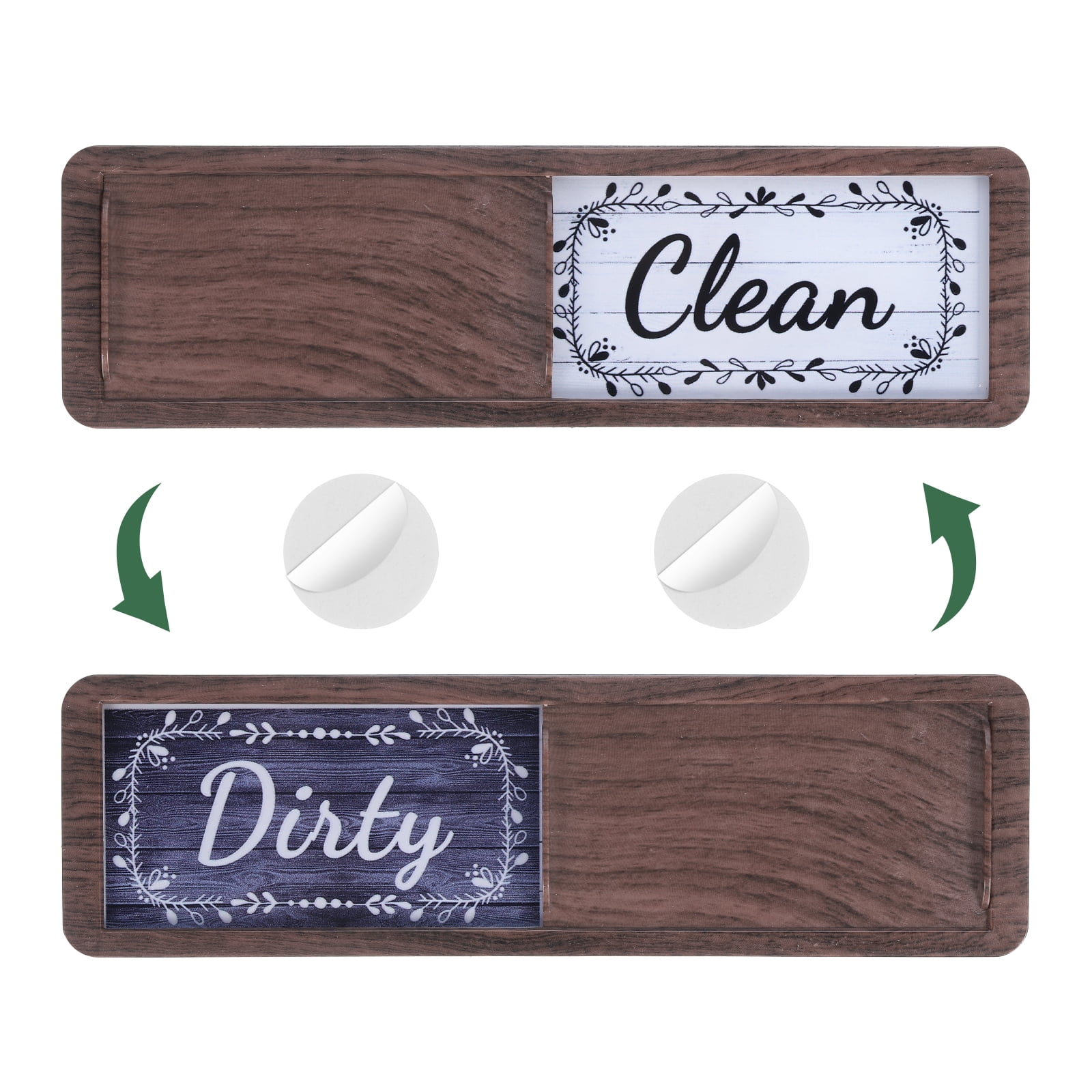 Uxcell Dishwasher Magnet Clean Dirty Sign Rectangle Wood Grain Flower ...