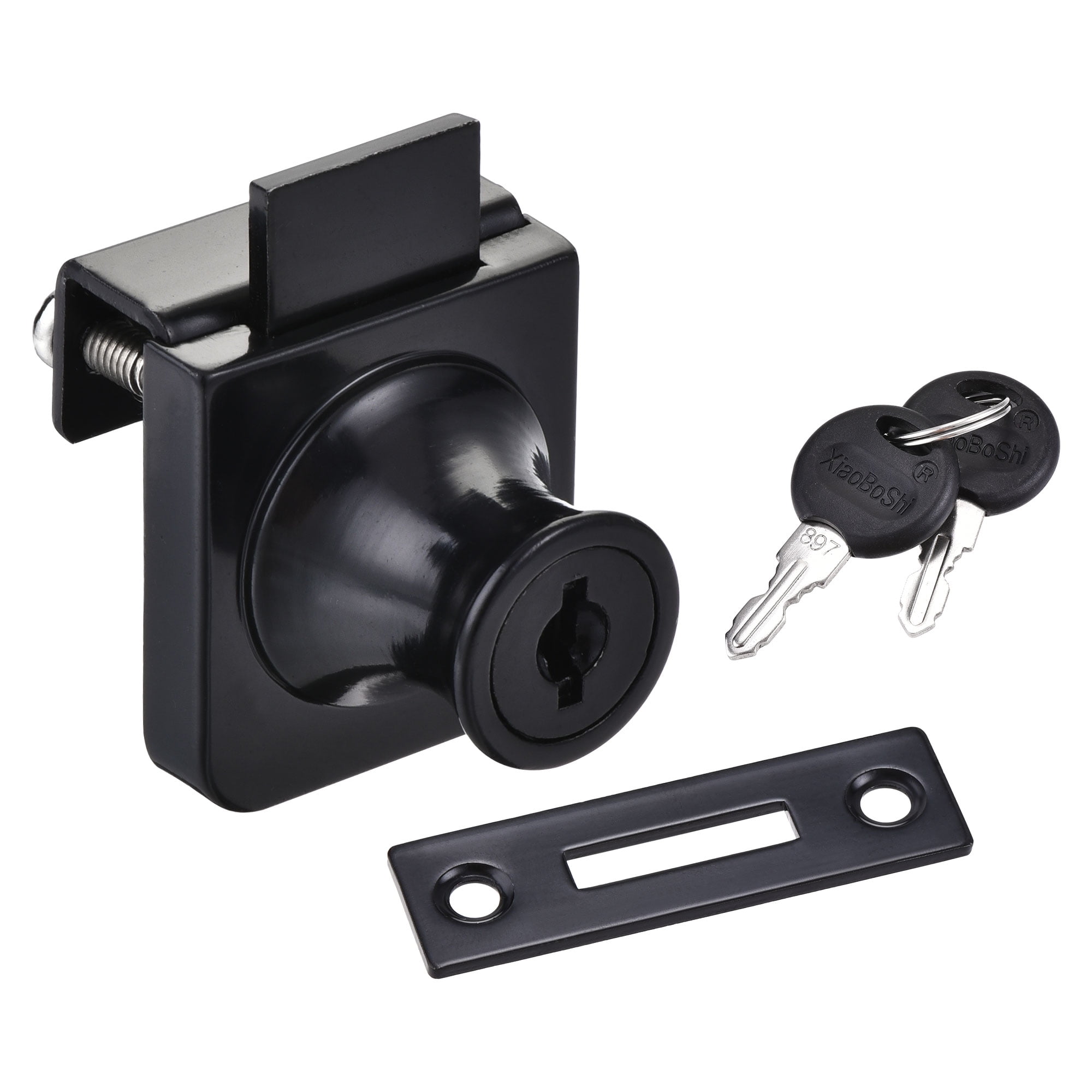 Uxcell Display Single Door Glass Lock for 5-8mm Glass Zinc Alloy Black ...