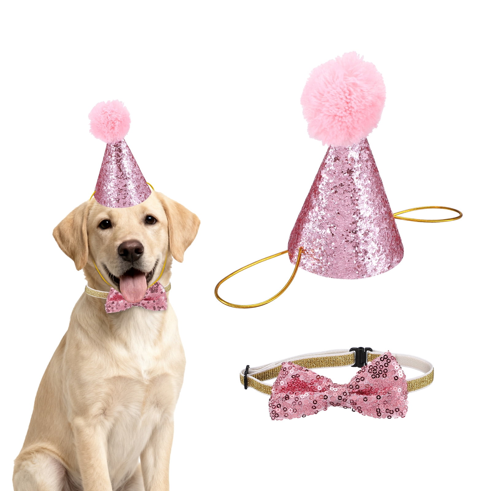 Uxcell Dog Birthday Hat and Bowtie, Mini Small Dog Hats Cat Birthday ...