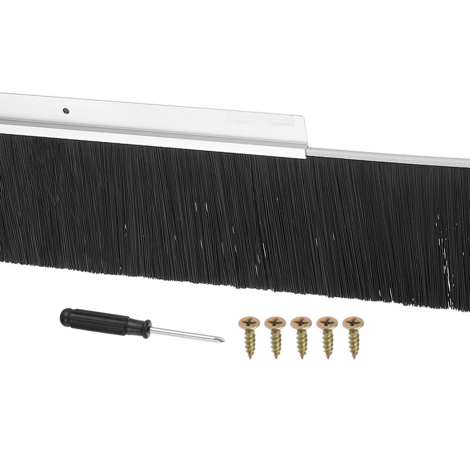 Uxcell Door Brush Sweeps 3.94" Bristles x 47.24" Long, H-shape Aluminum Alloy Holder Door Sweep ...