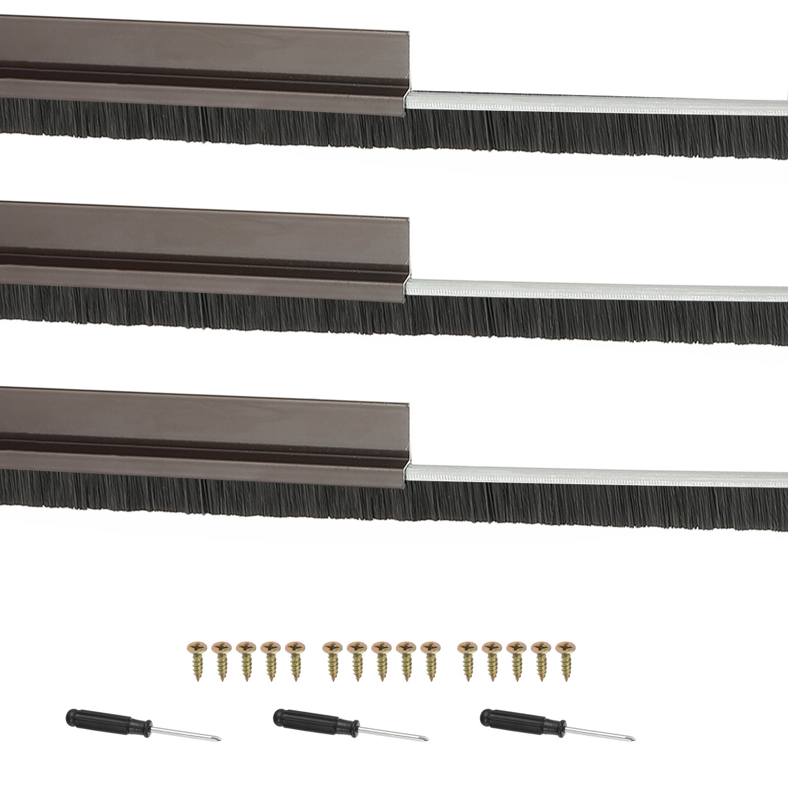 Uxcell Door Brush Sweeps, H-shape Aluminum Alloy Holder Door Sweep for ...