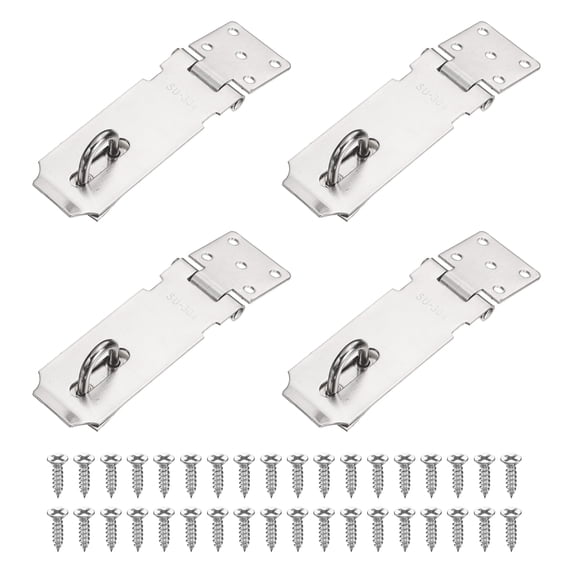 Uxcell Door Hasp Latch (4 Inch, Silver) (4 Pcs), Stainless Steel 180 ...