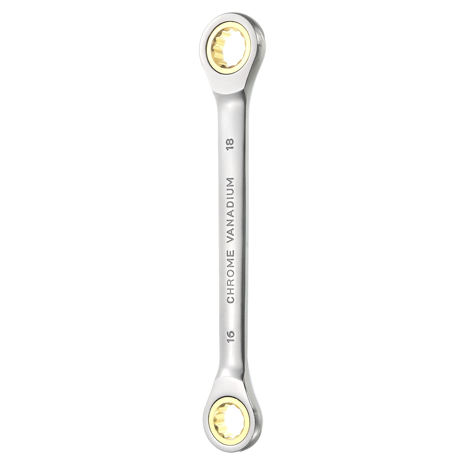 Uxcell Double Box End Ratcheting Wrench 16mm x 18mm Metric 72 Tooth ...