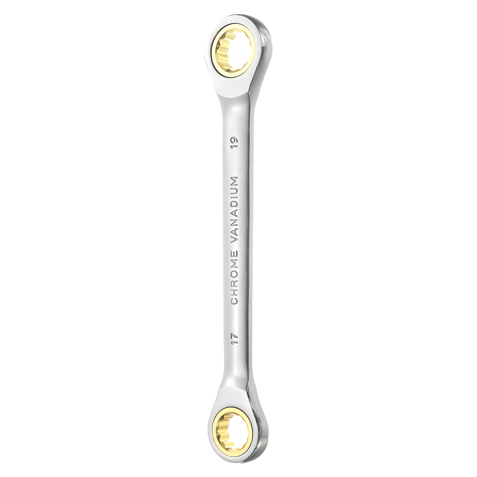 Uxcell Double Box End Ratcheting Wrench 17mm x 19mm Metric 72 Tooth ...