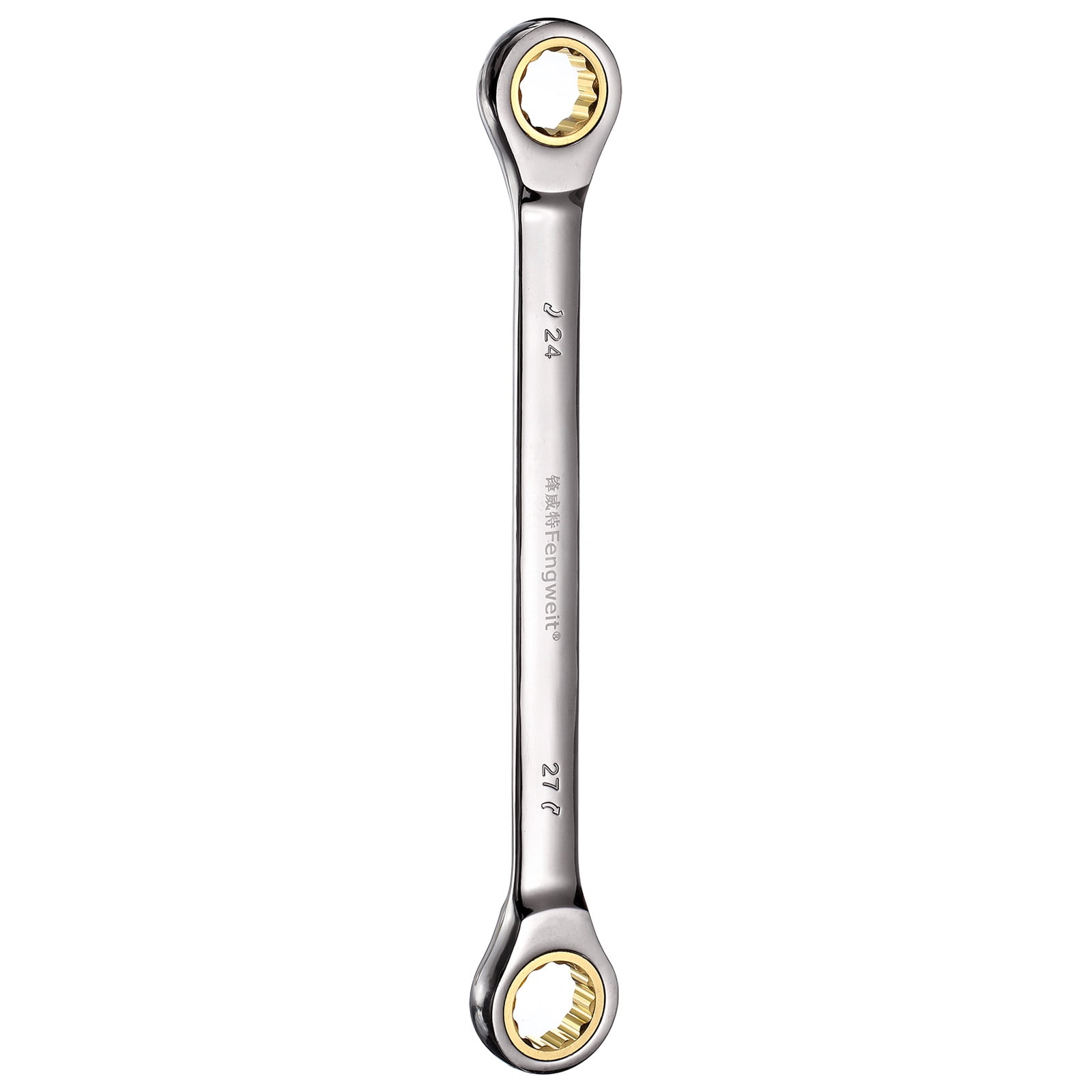 Uxcell Double Box End Ratcheting Wrench, 24X27mm 72 Teeth 12 Point Cr-V ...