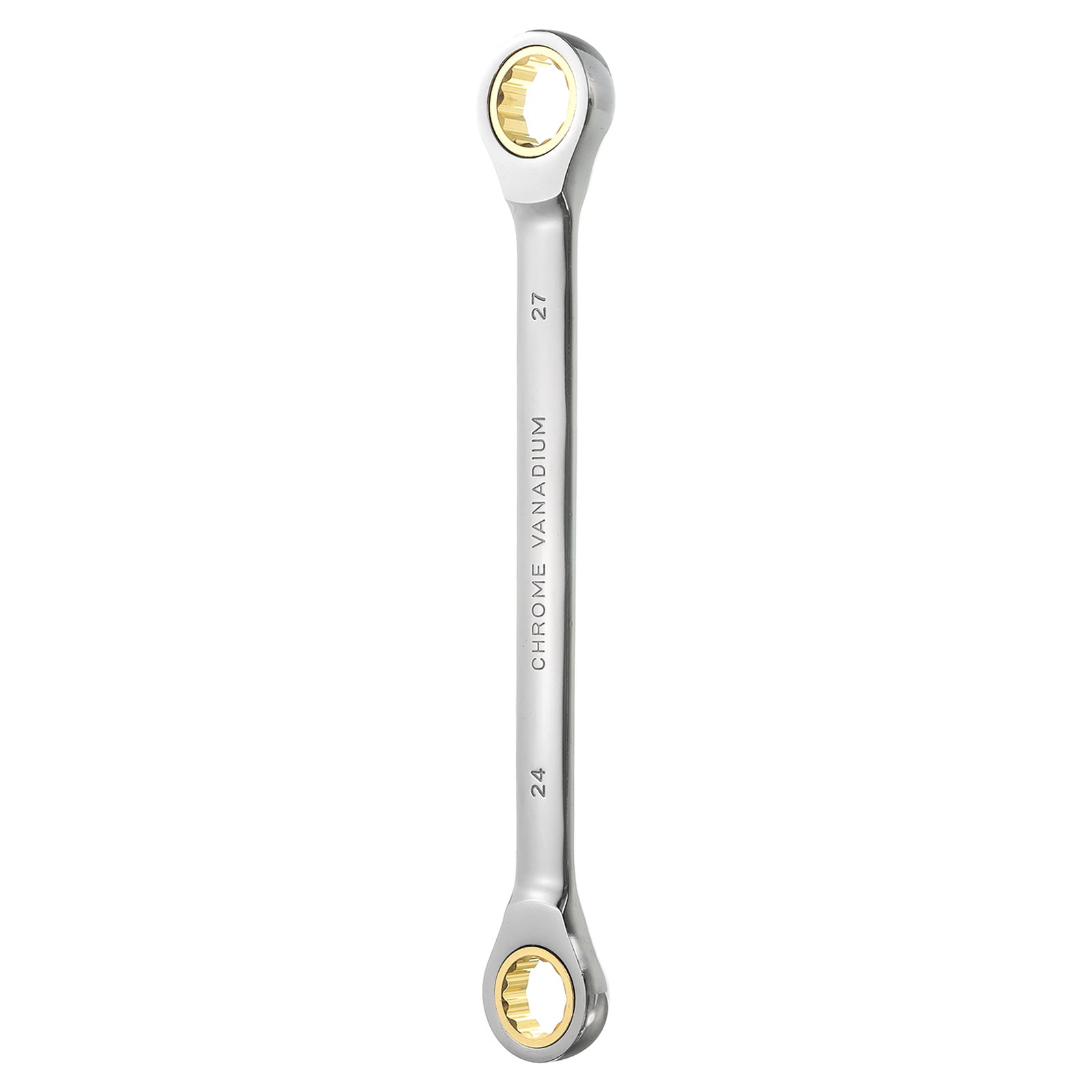 Uxcell Double Box End Ratcheting Wrench 24mm x 27mm Metric 72 Tooth ...