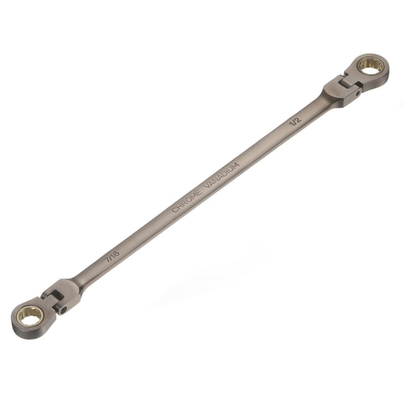 Uxcell Double Box End Wrench 7/16" x 1/2" Extra Long Flex Head 72-Tooth ...