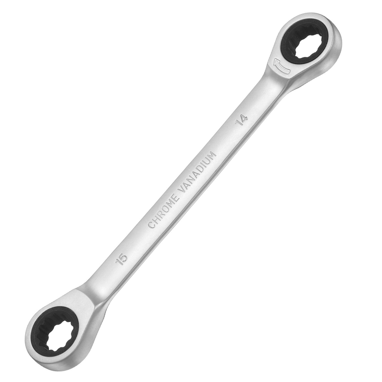 Uxcell Double Box End Wrench Metric 14-15mm 72-Tooth 12-Point Ratchet Gear Spanner Heat-Treated ...