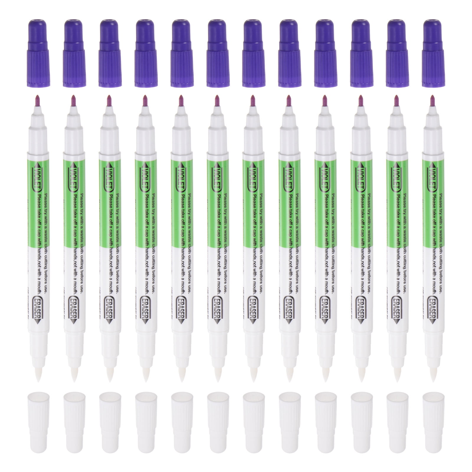 Uxcell Double Ended Disappearing Ink Fabric Marker Pen, Purple White 12 ...