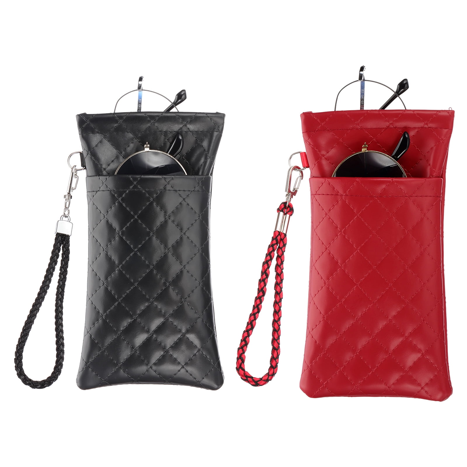 Uxcell Double Eyeglasses Case, 2 Pcs Leather Soft Glasses Cases ...