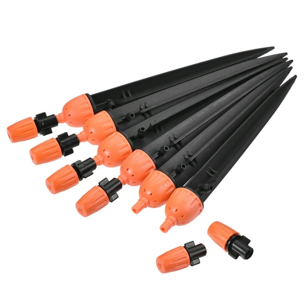 Uxcell Double Head Adjustable 360 Degree Drip Emitters Orange for 1/4 ...