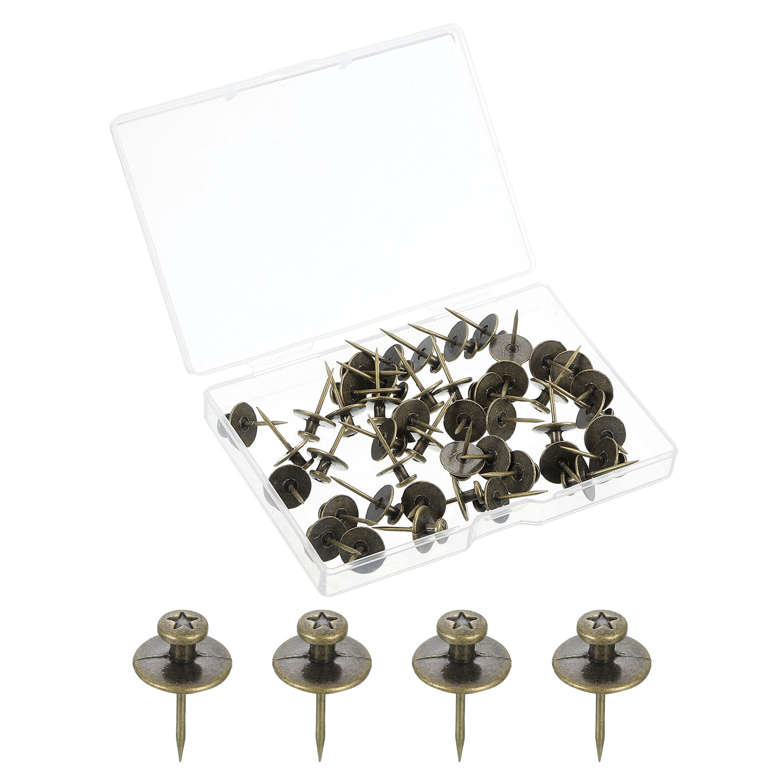 Uxcell 50 Pcs Double Headed Picture Hanging Nail, Zinc Alloy Push Pins ...