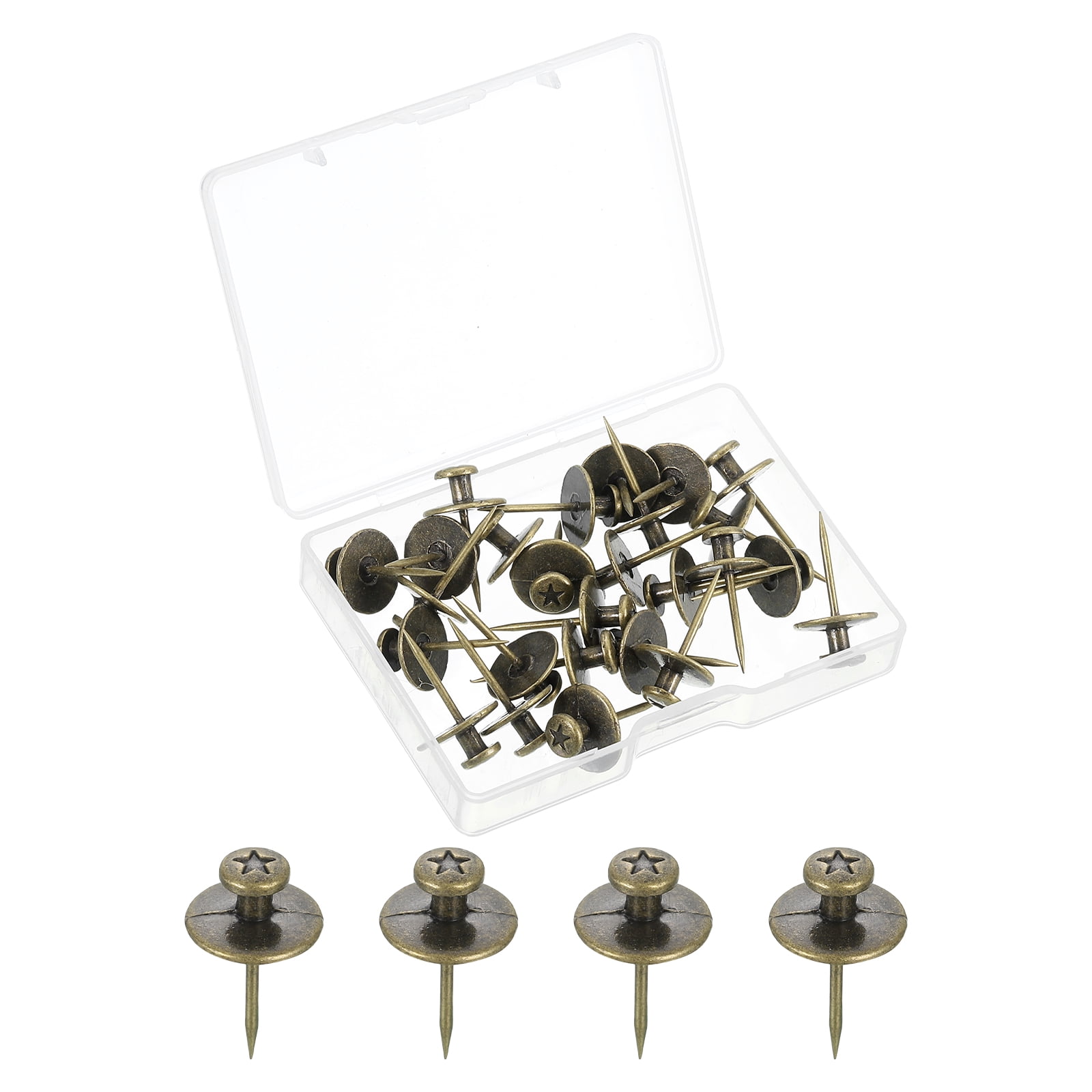 Uxcell 30 Pcs Double Headed Picture Hanging Nail, Zinc Alloy Push Pins ...