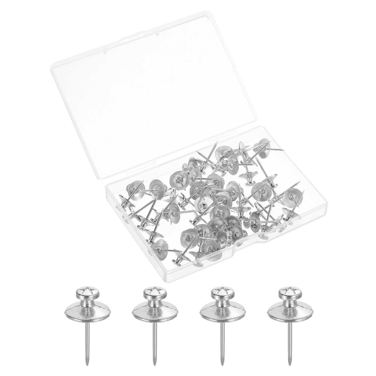 Uxcell 50 Pcs Double Headed Picture Hanging Nail, Zinc Alloy Push Pins ...