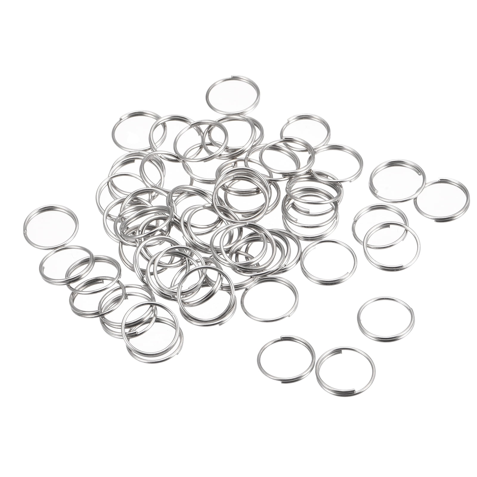 Uxcell Carbon Steel Double Loops Split Rings Silver Tone Small Round ...